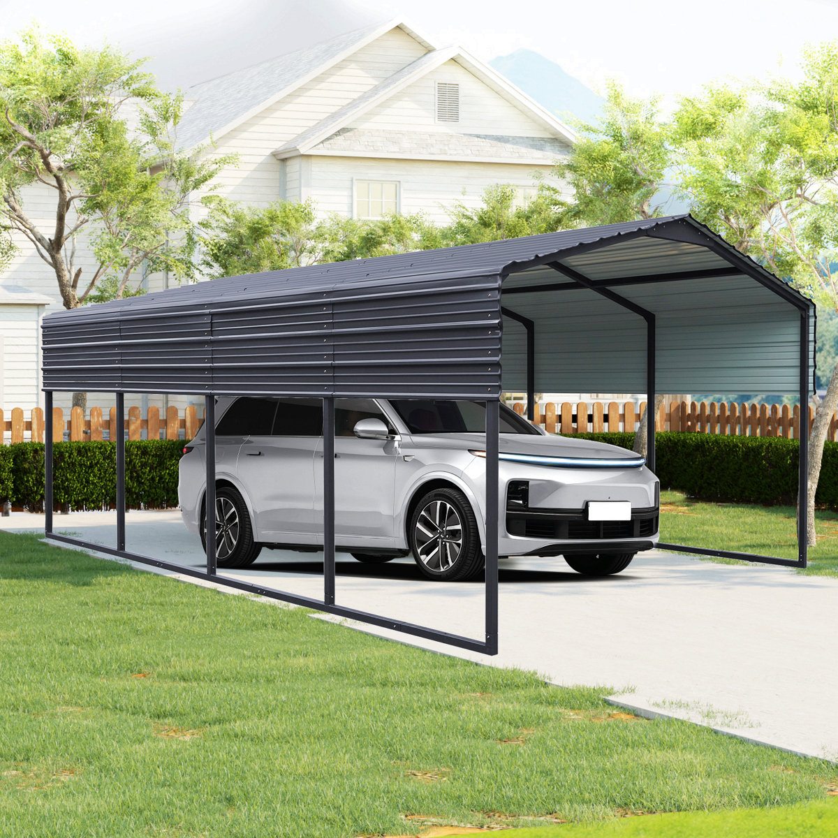 SHANRUGUOJI Outdoor Carport, Heavy Duty Carport Canopy With Galvanized Steel Roof And Frame ...